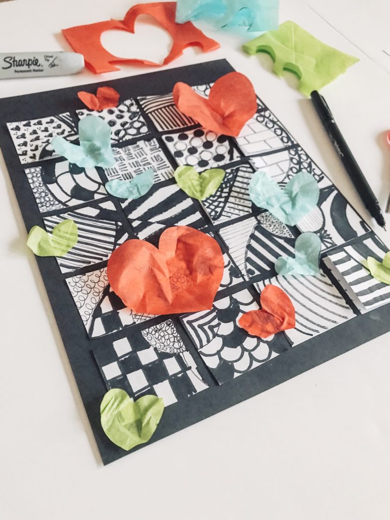 Valentine’s Day Zentangle Art Project for Upper Grades