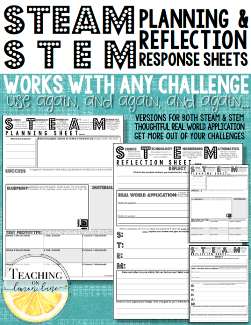 STEM | STEAM Planning and Reflection Sheets for any Challenge