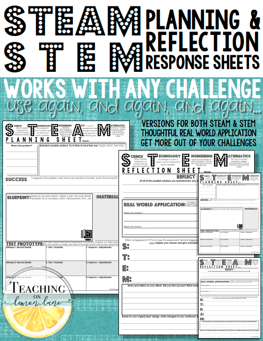 STEM | STEAM Planning and Reflection Sheets for any Challenge