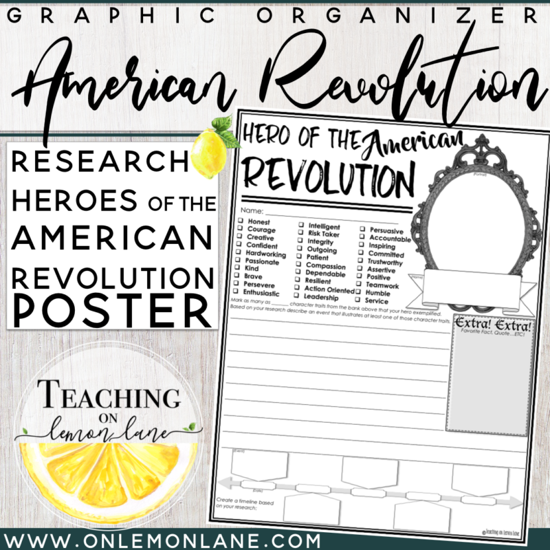 Biography Graphic Organizer American Revolution Hero Report Research