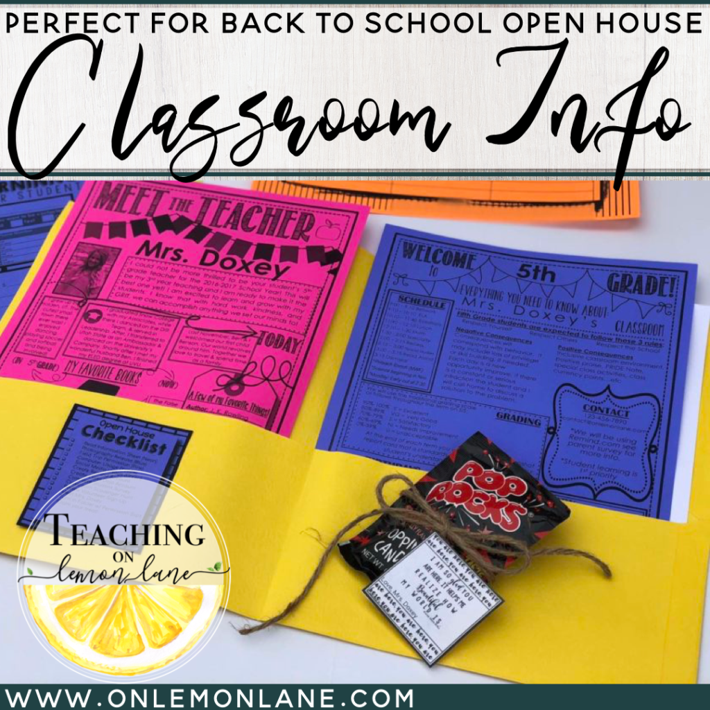 Open House Parent Classroom Information / Meet The Teacher * Editable