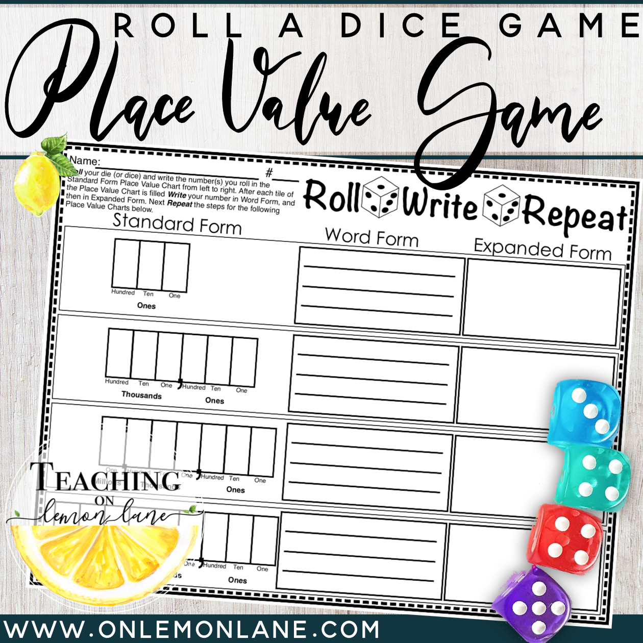 Roll Write Repeat Place Value Through Millions Dice Game Expanded Form Roll Write Repeat Place Value Through Millions Dice Game Expanded Form