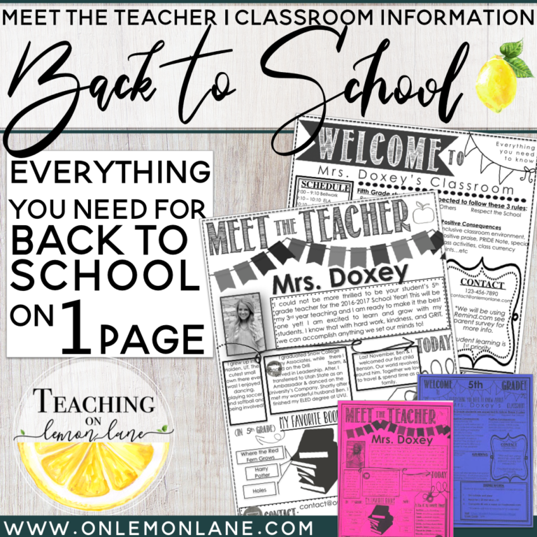 Meet the Teacher Open House Parent Classroom Info / Back to School Bundle