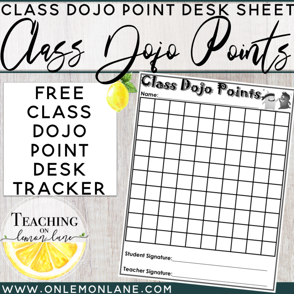 Class Dojo Point Desk Tracker Sheet