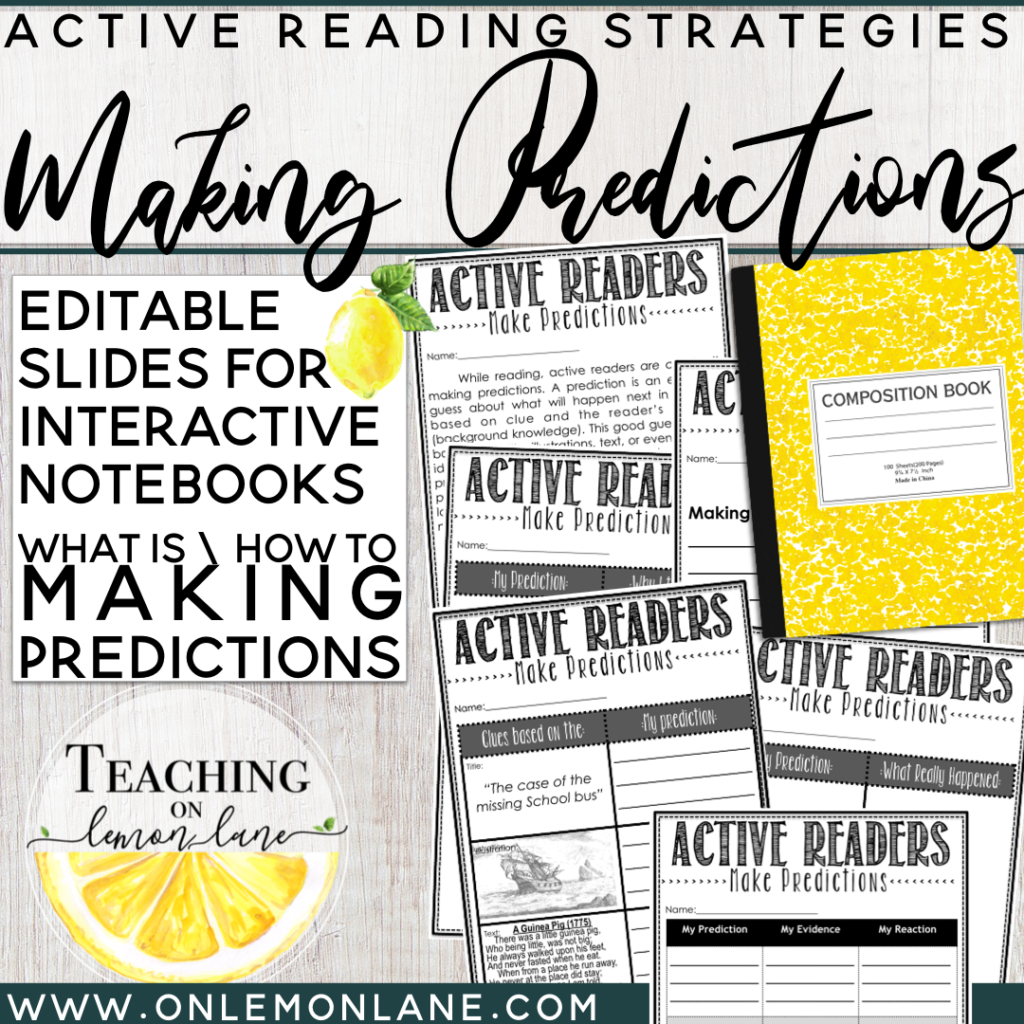 Making Predictions – Guided Reading – Reader’s Workshop *Any Text *Editable