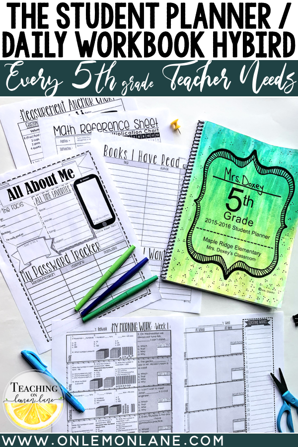 The Student Planner, Daily Math &ELA Workbook Every 5th Grade Teacher Needs