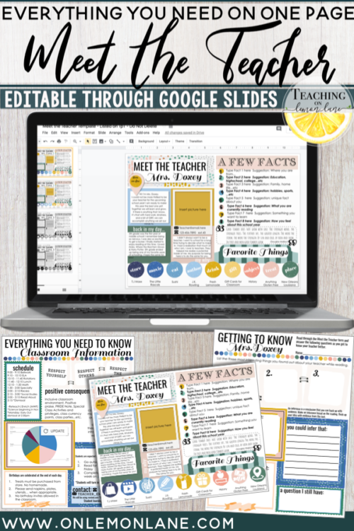 Meet the Teacher & Classroom Information Forms for Back to School