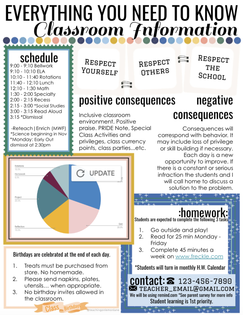 Meet the Teacher & Classroom Information Forms for Back to School