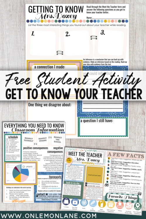 Meet the Teacher & Classroom Information Forms for Back to School