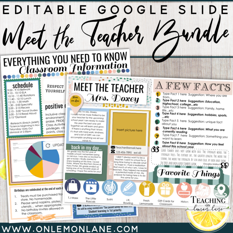 Meet the Teacher & Classroom Information Forms for Back to School