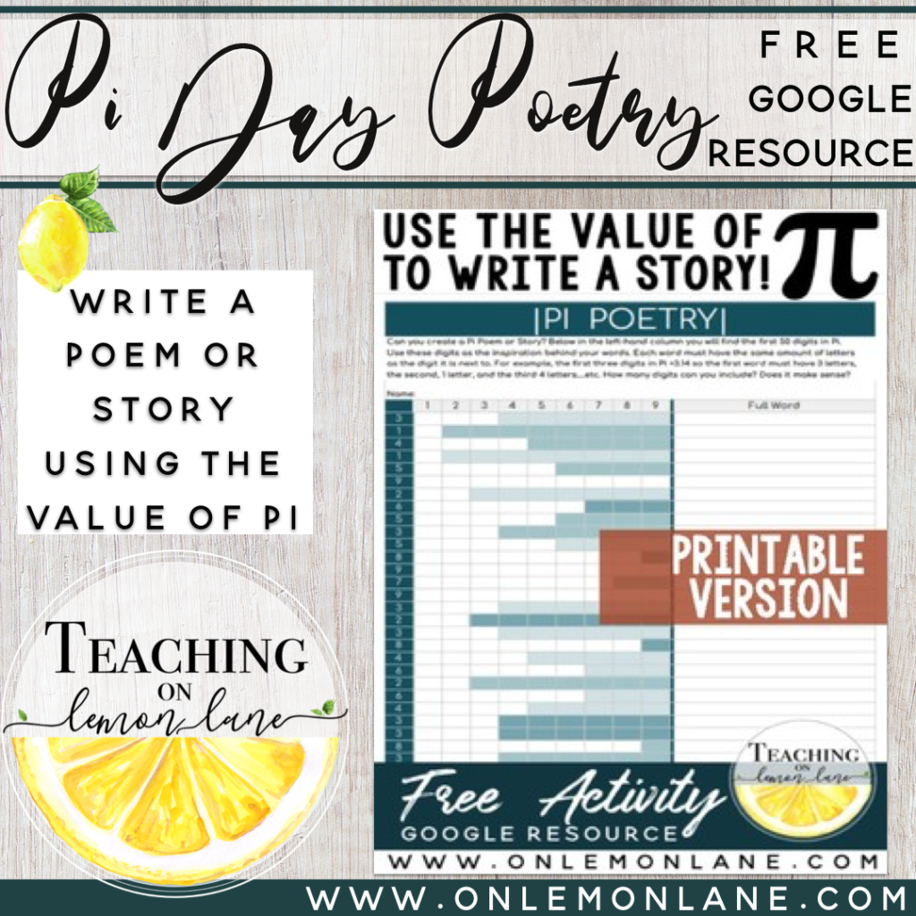 Pi Day Activities for Middle School | Pi Day Poetry | Pi Day Worksheet ...