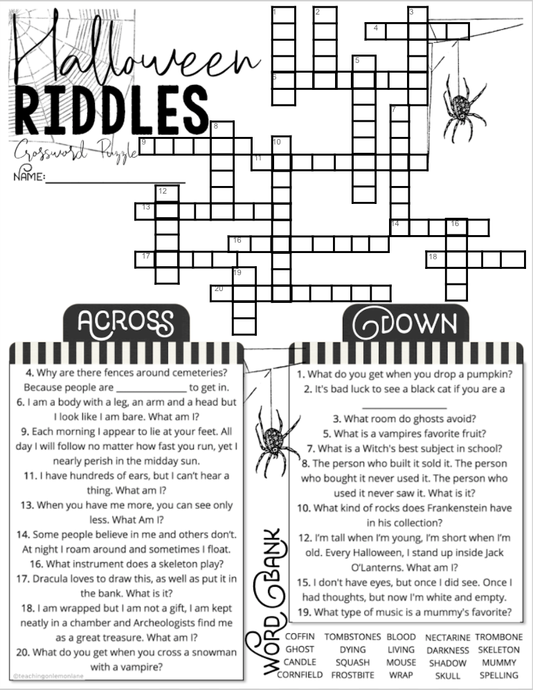Halloween Riddles Crossword Puzzle Answer Key Best Crossword Halloween Riddles Crossword Puzzle Answer Key Best Crossword