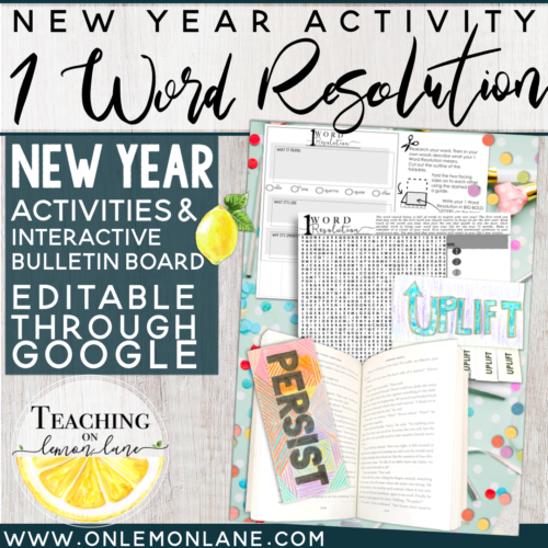 New Year’s One Word Resolution Classroom Activity and Bulletin Board