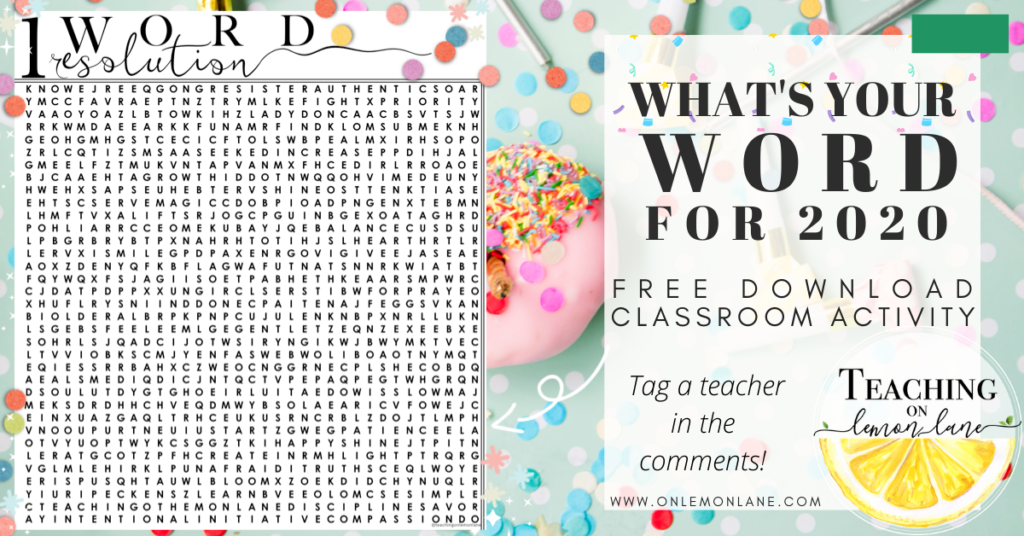 New Year’s One Word Resolution Classroom Activity and Bulletin Board