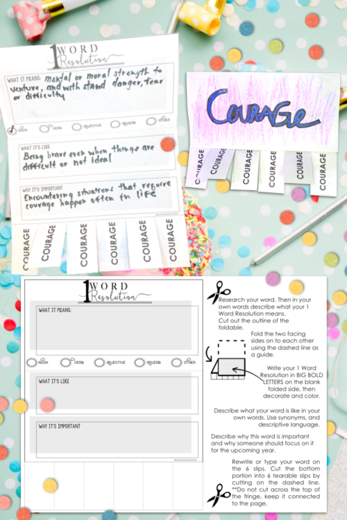New Year’s One Word Resolution Classroom Activity and Bulletin Board