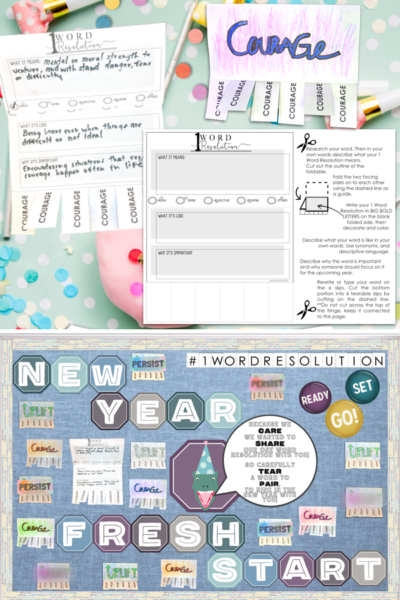 New Year’s One Word Resolution Classroom Activity and Bulletin Board
