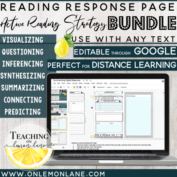 Strategy Focused Digital Reading Responses Perfect for Distance ...