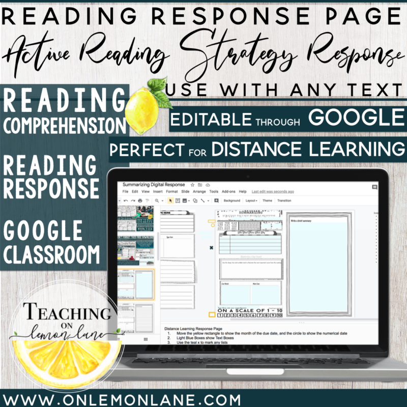 Strategy Focused Digital Reading Responses Perfect for Distance ...