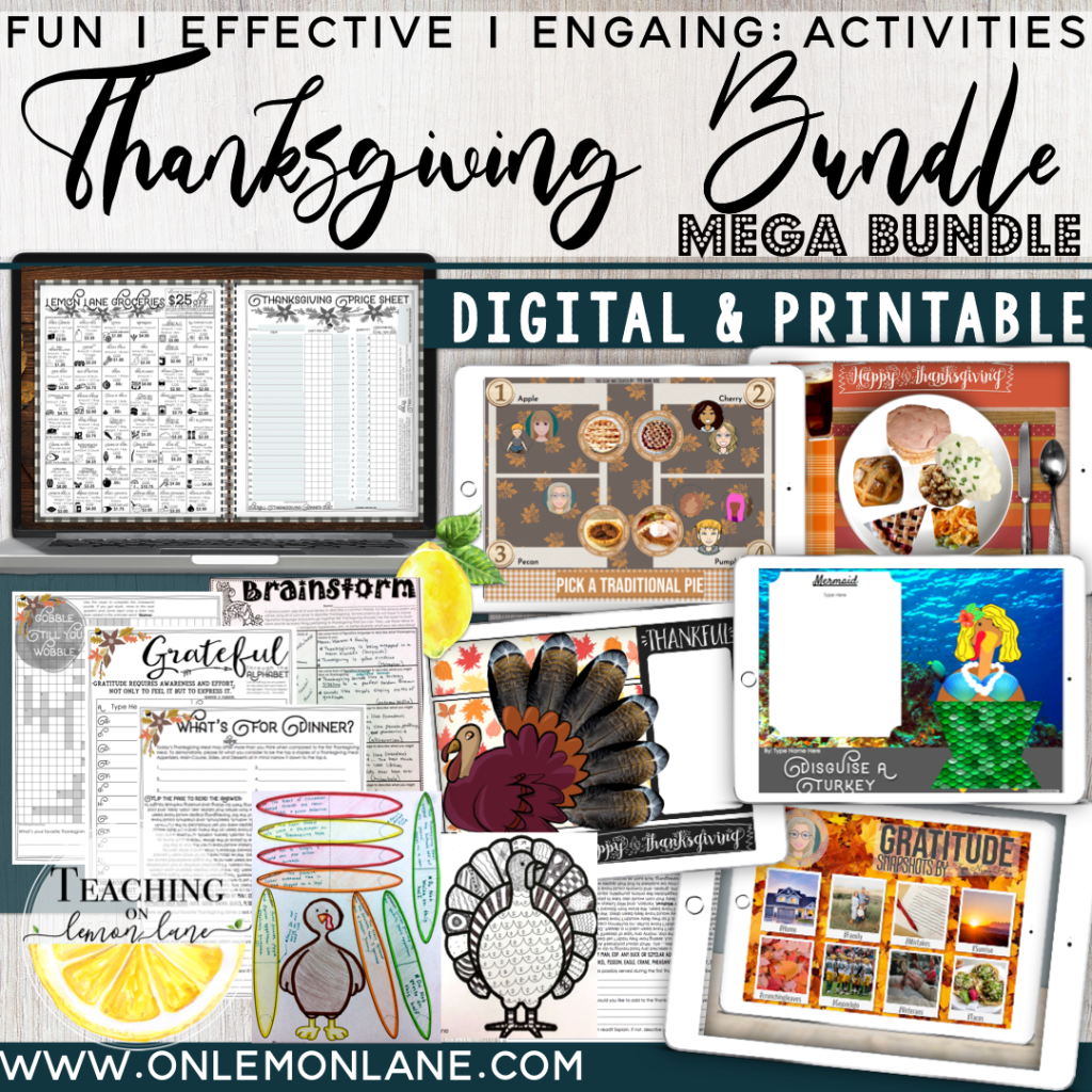Thanksgiving Activities for Upper Elementary & Middle School Classrooms ...